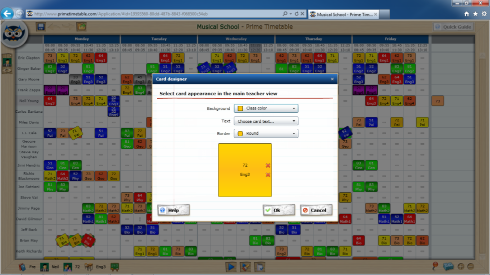 Customizing School Timetable Template